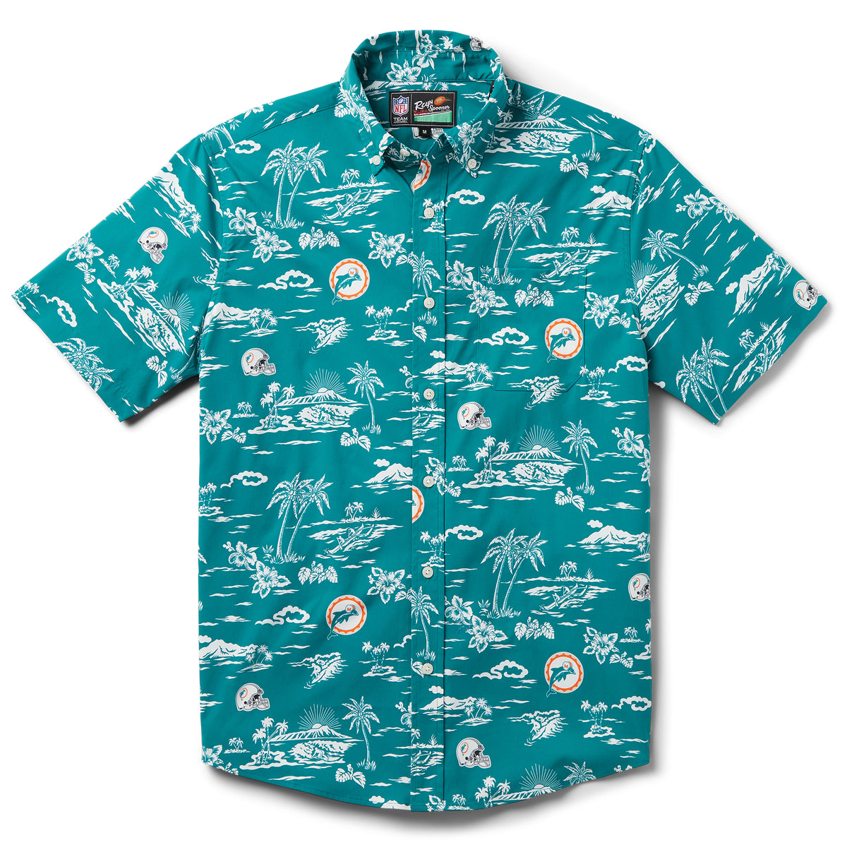 MIAMI DOLPHINS THROWBACK PERFORMANCE BUTTON FRONT – Reyn Spooner